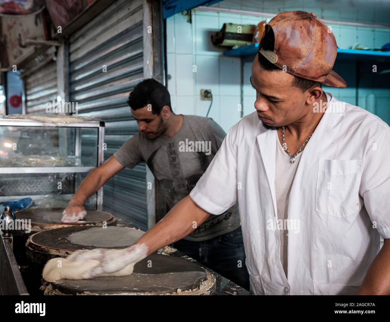 CASABLANCA, MOROCCO - CIRCA APRIL 2018: Merchant of the central market ...
