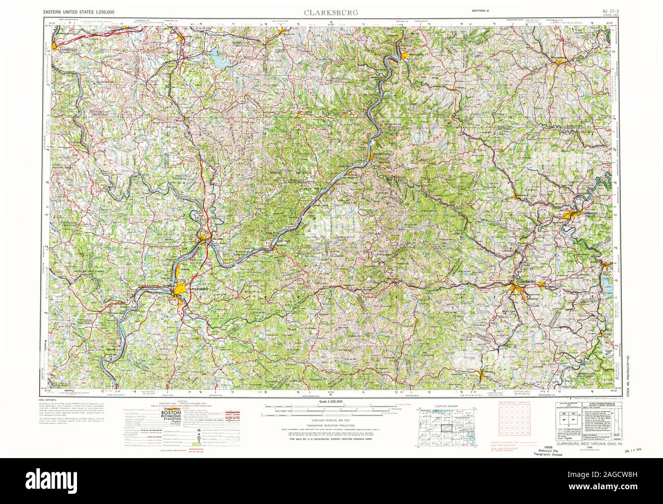 Clarksburg map hi-res stock photography and images - Alamy