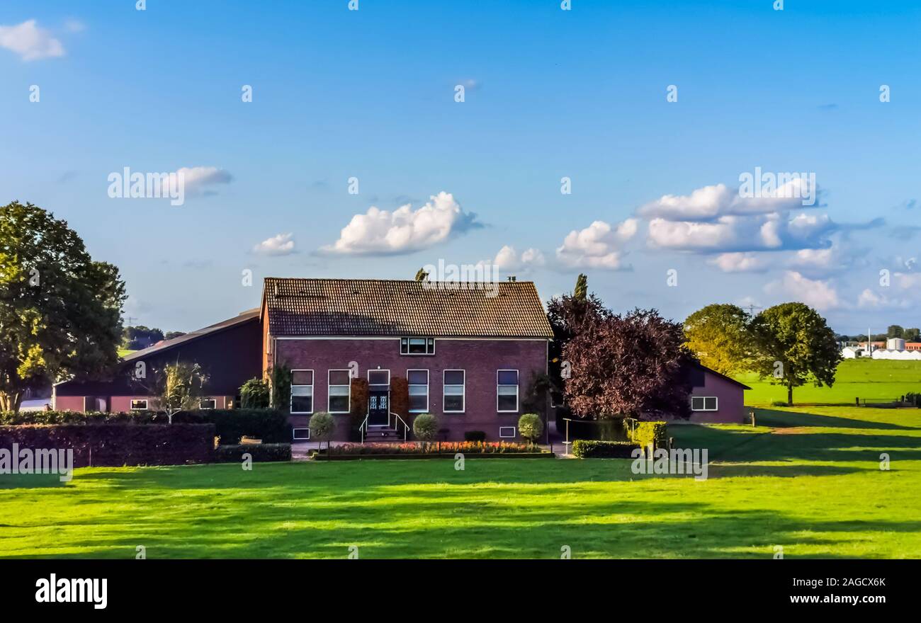 Modern house in the farmlands of rhenen, The netherlands, City ...