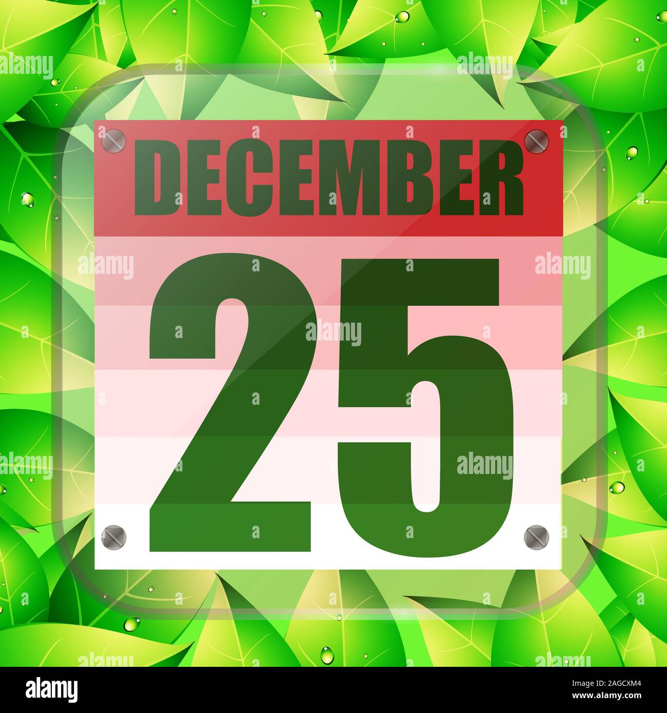 December 25 icon. For planning important day with green leaves. Banner ...