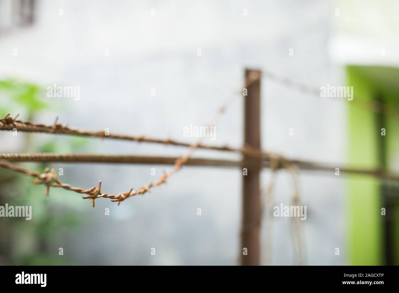 Barbed wire attached to wood hi-res stock photography and images - Alamy
