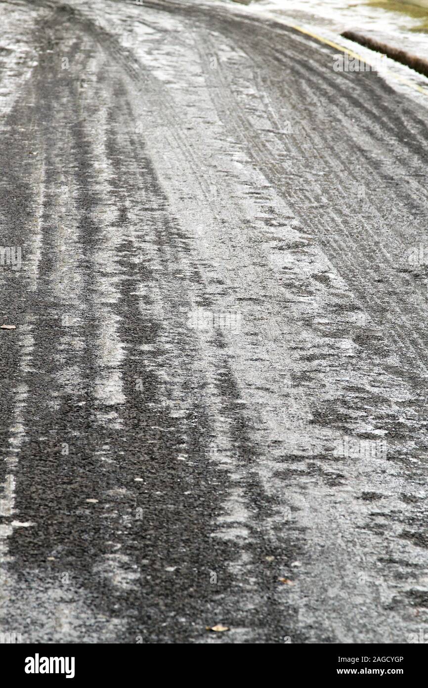 Freezing winter condition at street with ice Stock Photo - Alamy