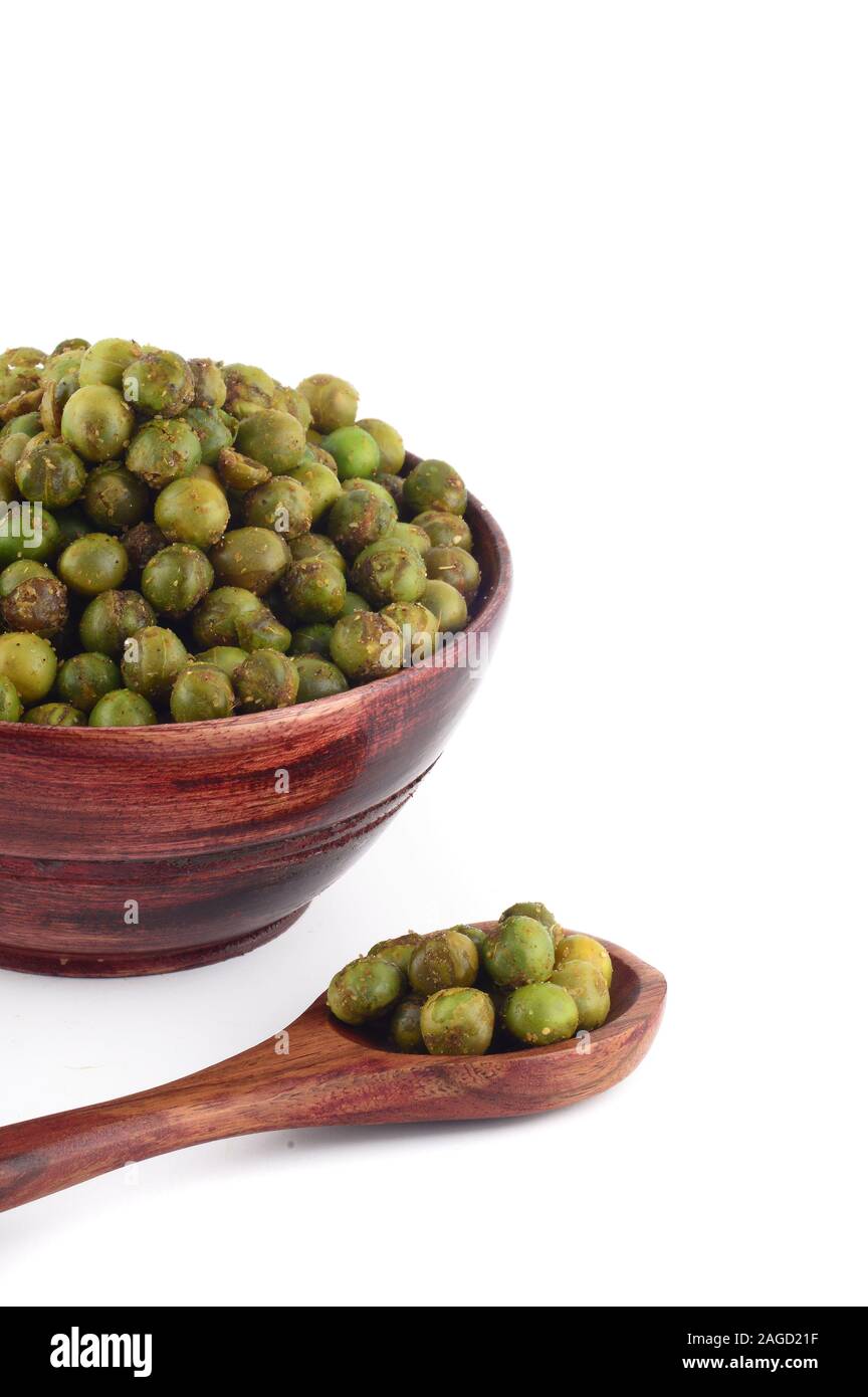 Spiced fried green peas {chatpata matar} Indian snack. Dried salted ...