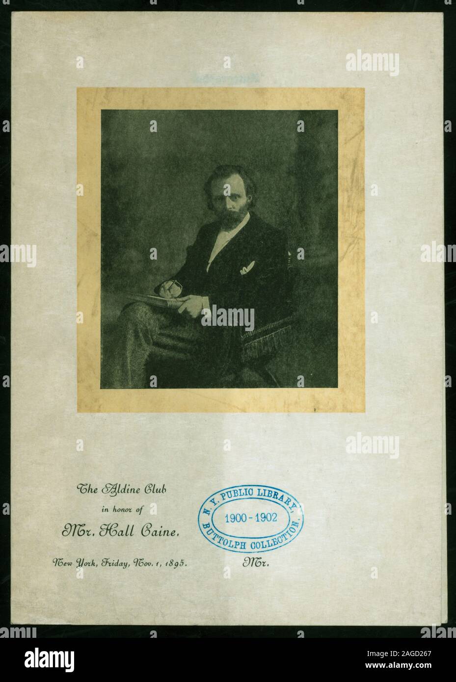 PORTRAIT OF MAN POSSIBLY MR. HALL CAINE; INSIDE OF MENU LABELED FOR ...