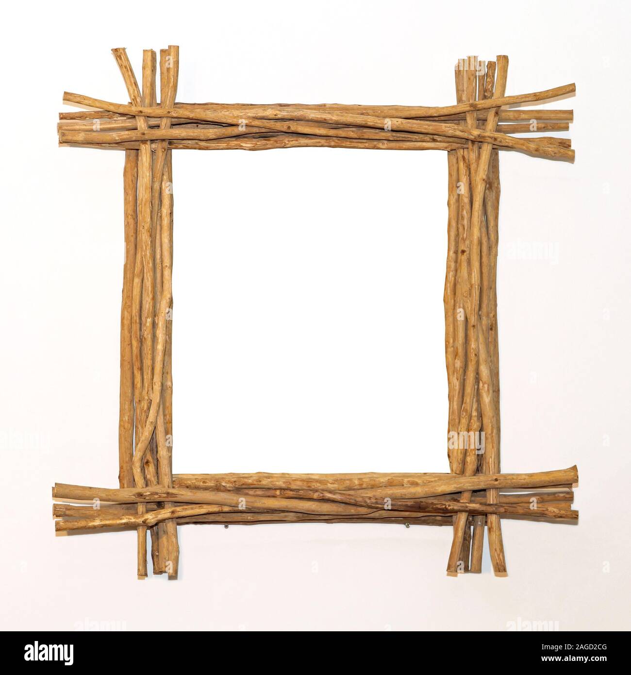 Square shape frame made from wood sticks Stock Photo - Alamy