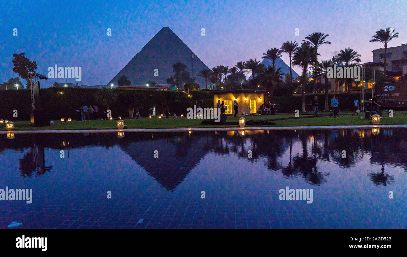 NOVEMBER 10, 2019, CAIRO EGYPT, View of the Great Pyramids of Giza ...