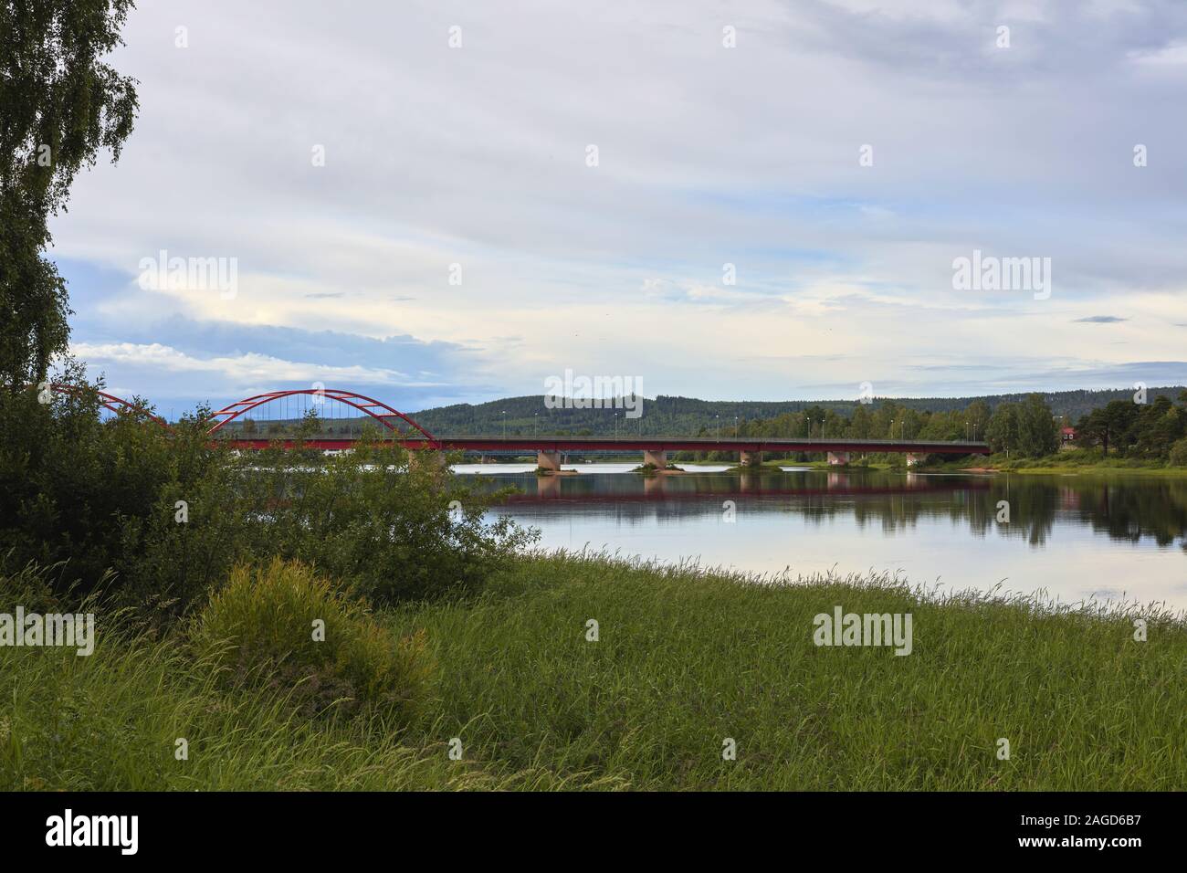 View over Ljusnan and bridge over it from Ljusdals rastplats, near ...
