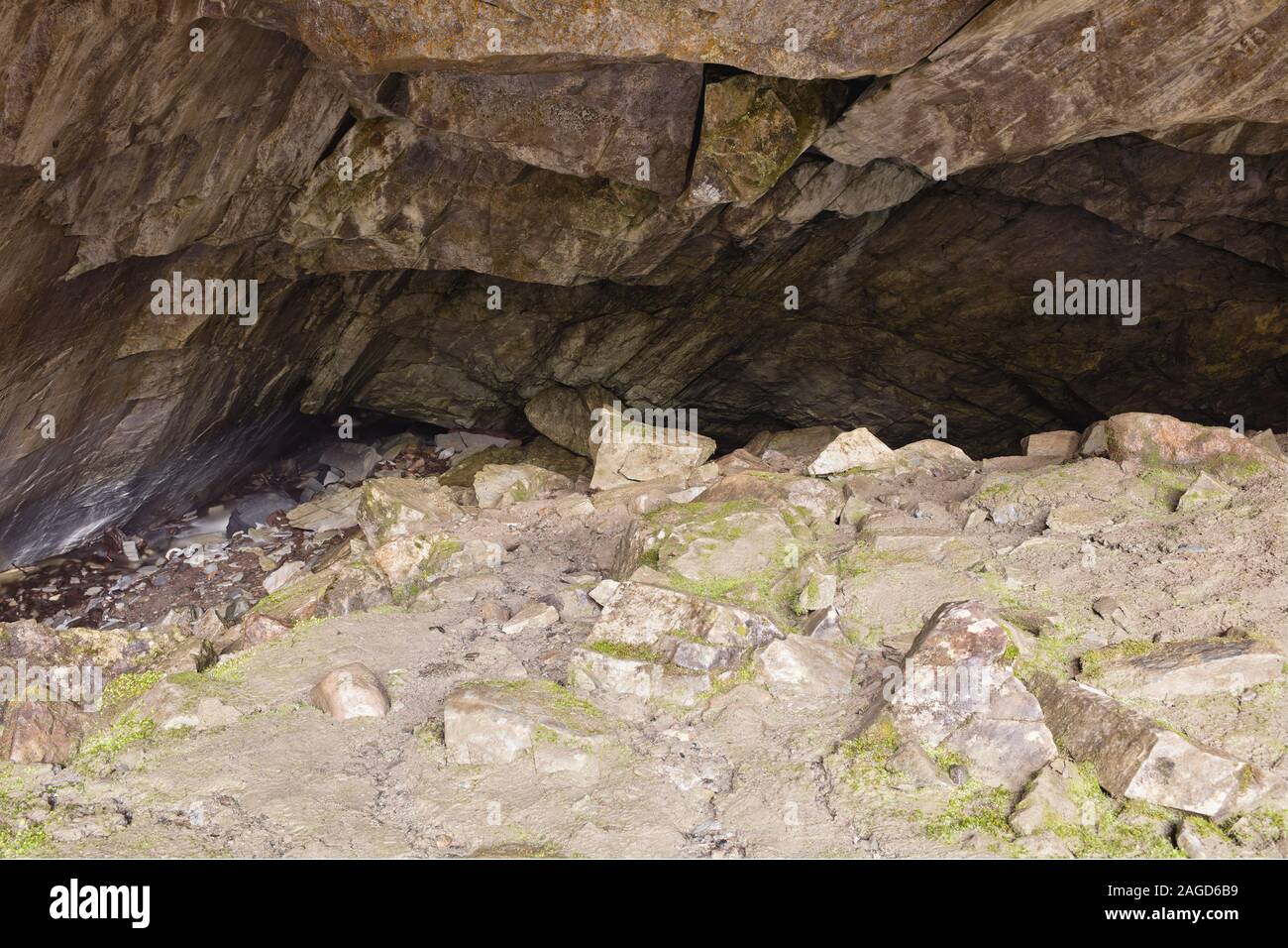 Entrance to Korallgrottan (Coral Cave) near Stora Blåsjön ...