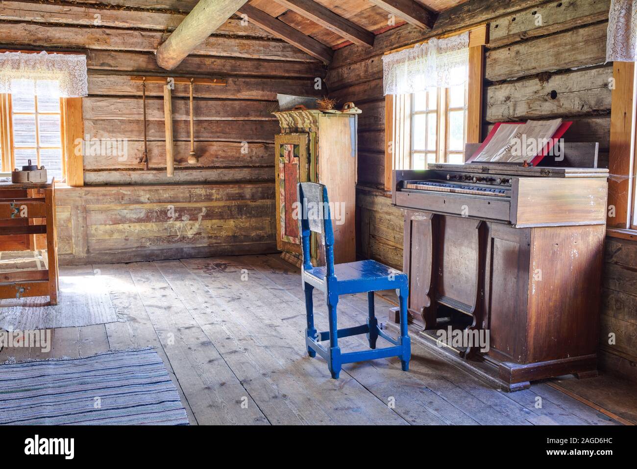 Inside houses of Strömsunds hembygdsgård in Strömsund, Sweden Stock ...