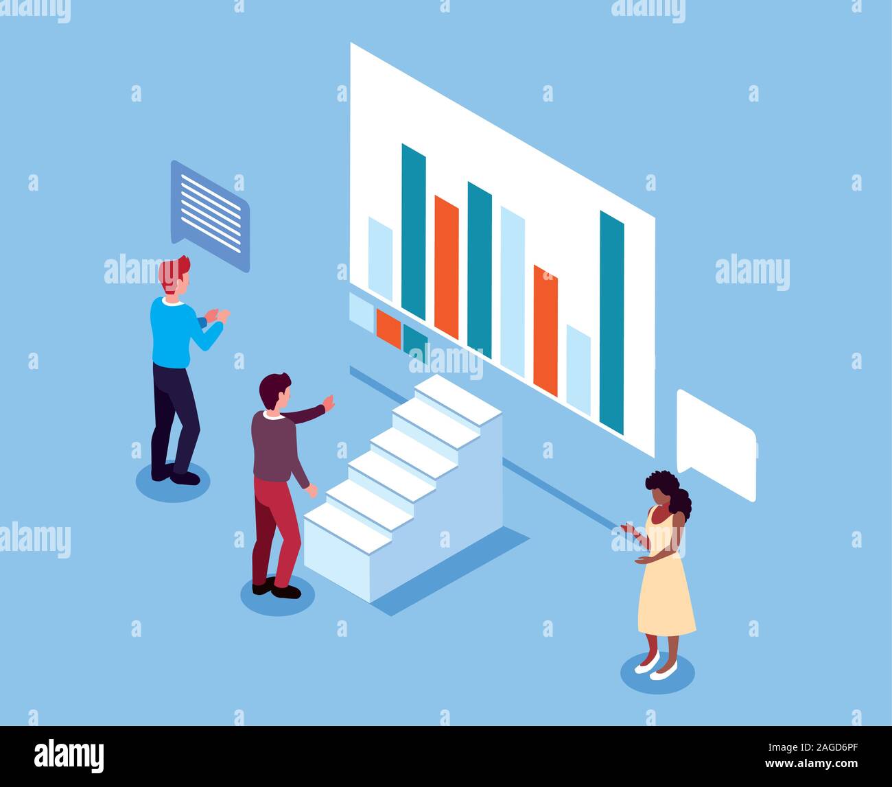 group of people with graphs in front, business working processes and ...