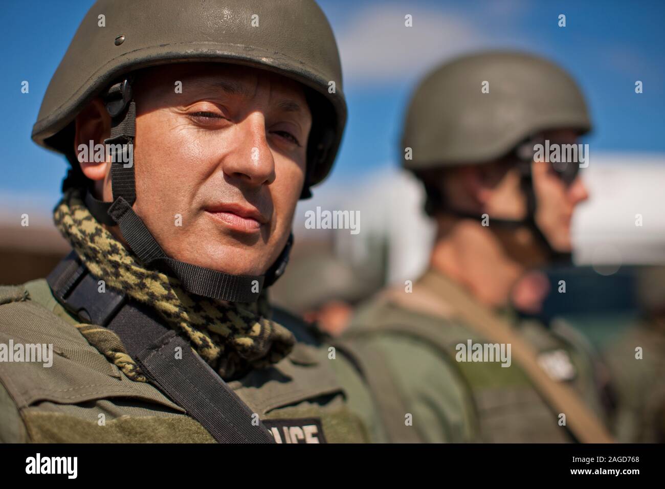 Portrait of a military policeman standing next to a colleague Stock ...
