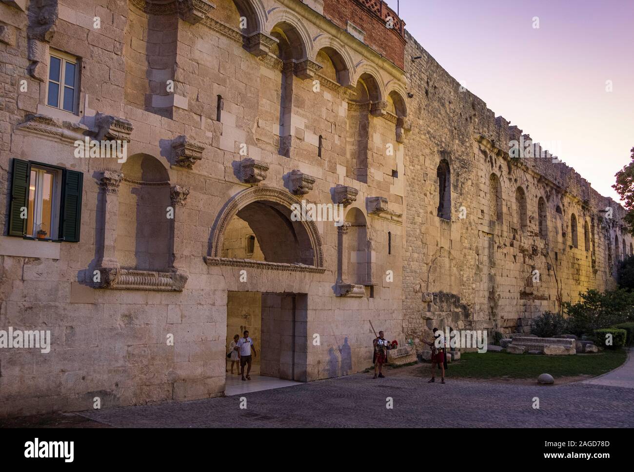 Gladiators at Golden Gate grand entrance to Diocletian's Palace iat ...