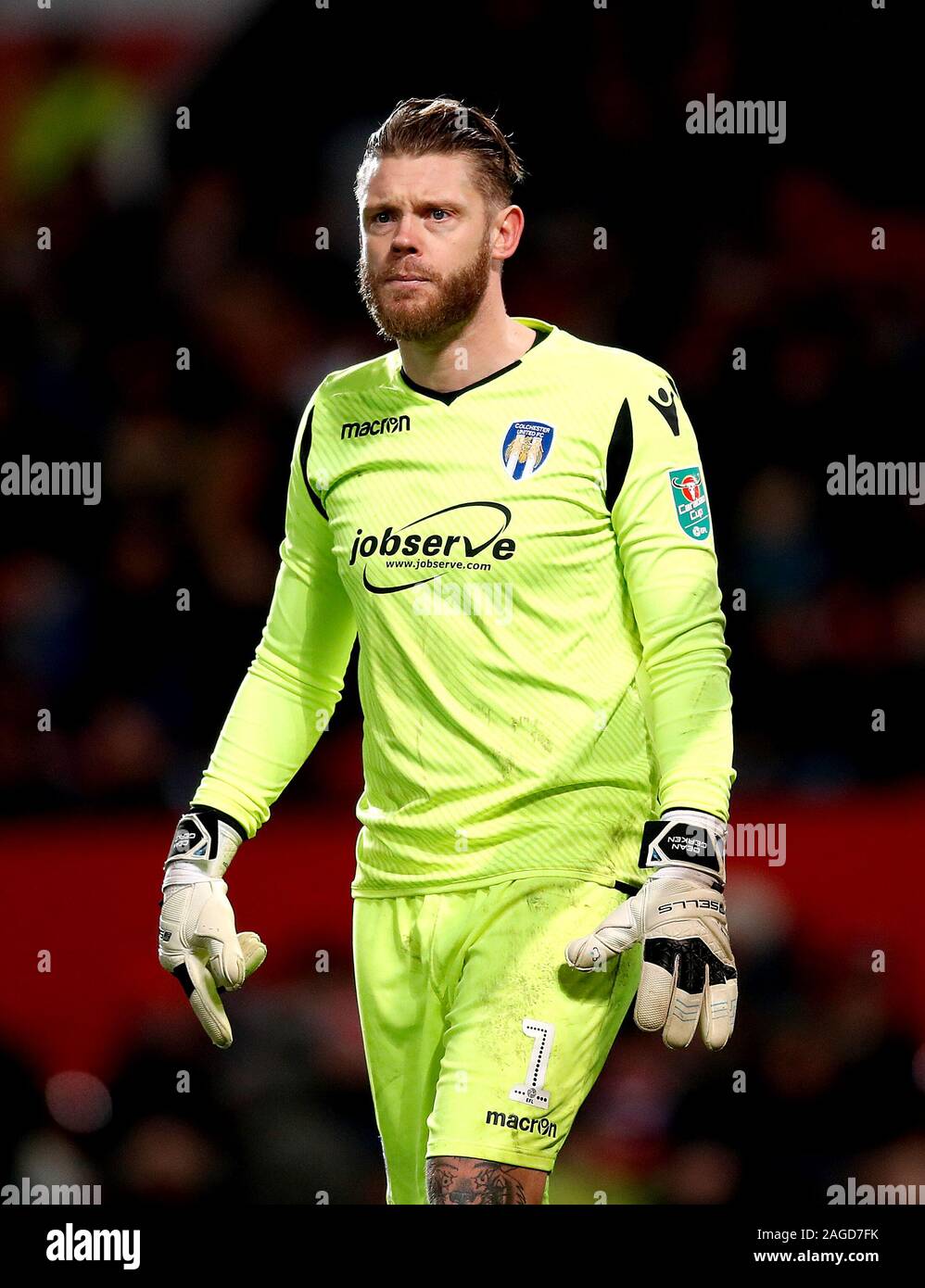 Colchester United's goalkeeper Dean Gerken during the Carabao Cup ...