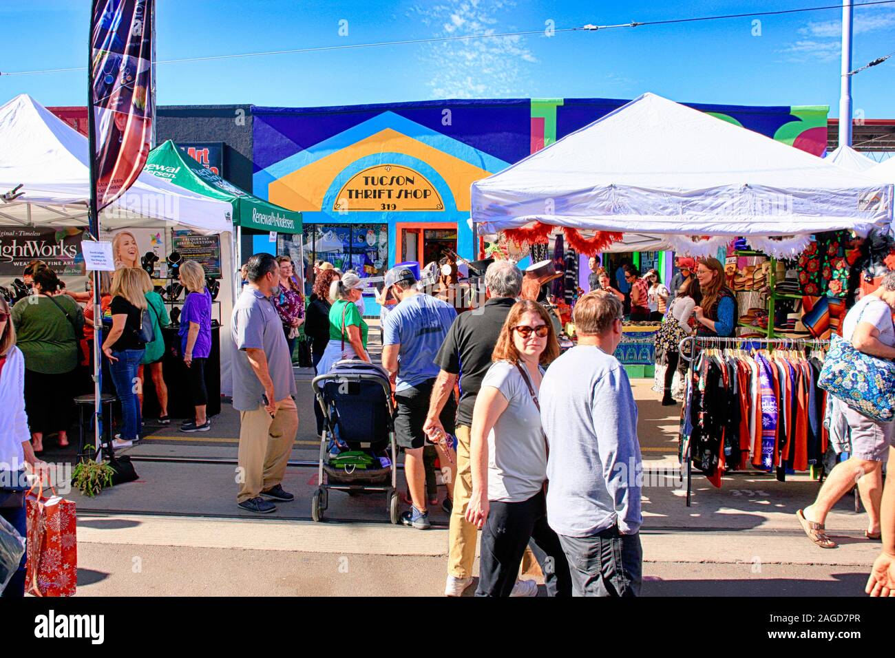 People at the annual Fourth Ave street Market in downtown Tucson, AZ ...