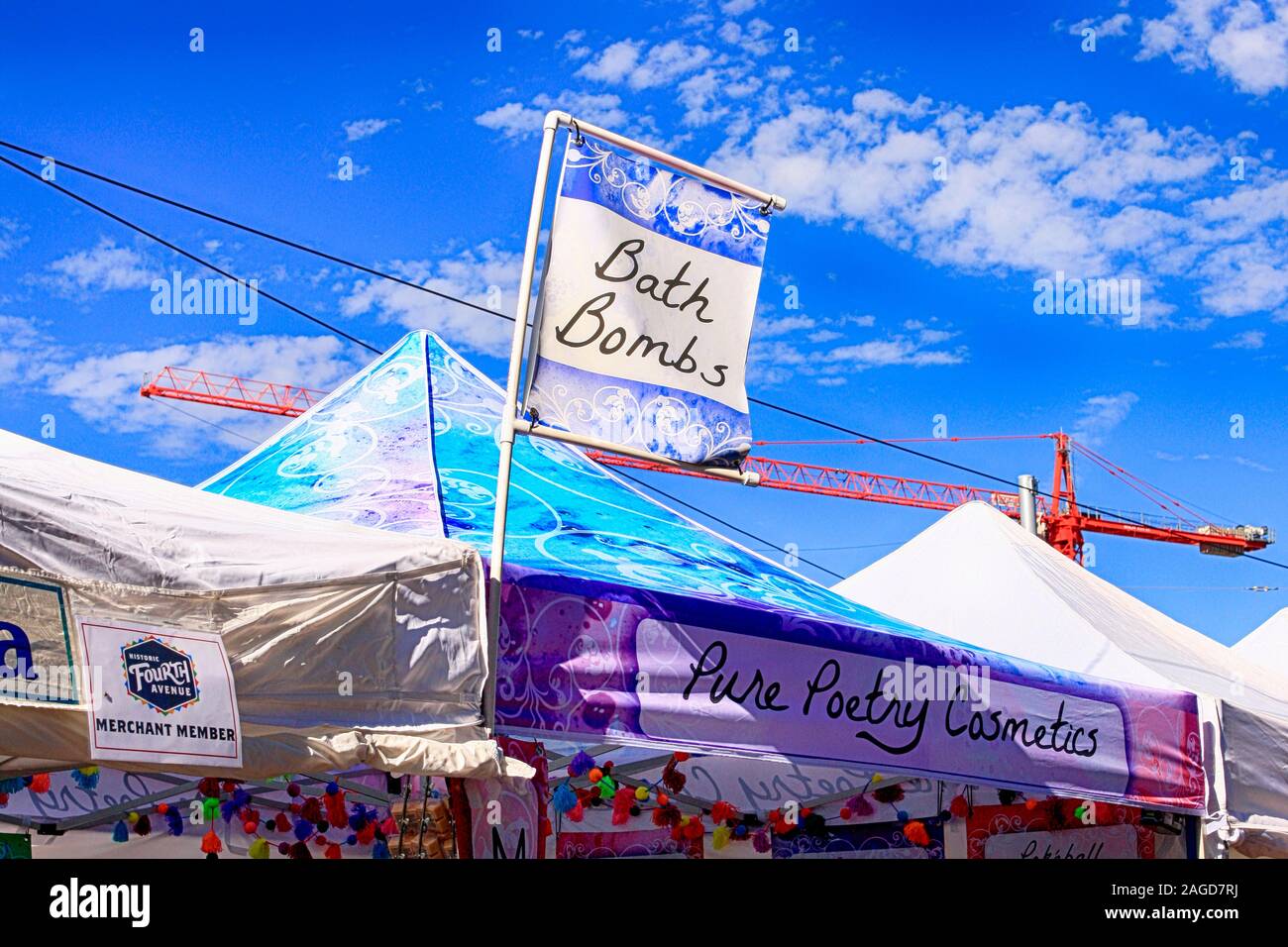Bath Bomb banner above a stall at the annual Fourth Ave street market ...