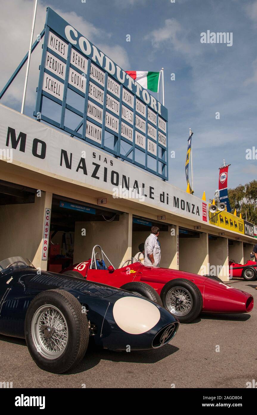 Re-creation of Grand Prix pits garages of Monza race circuit at the ...