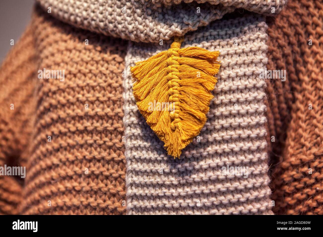 sweater with autumn leaf embroidery Stock Photo - Alamy