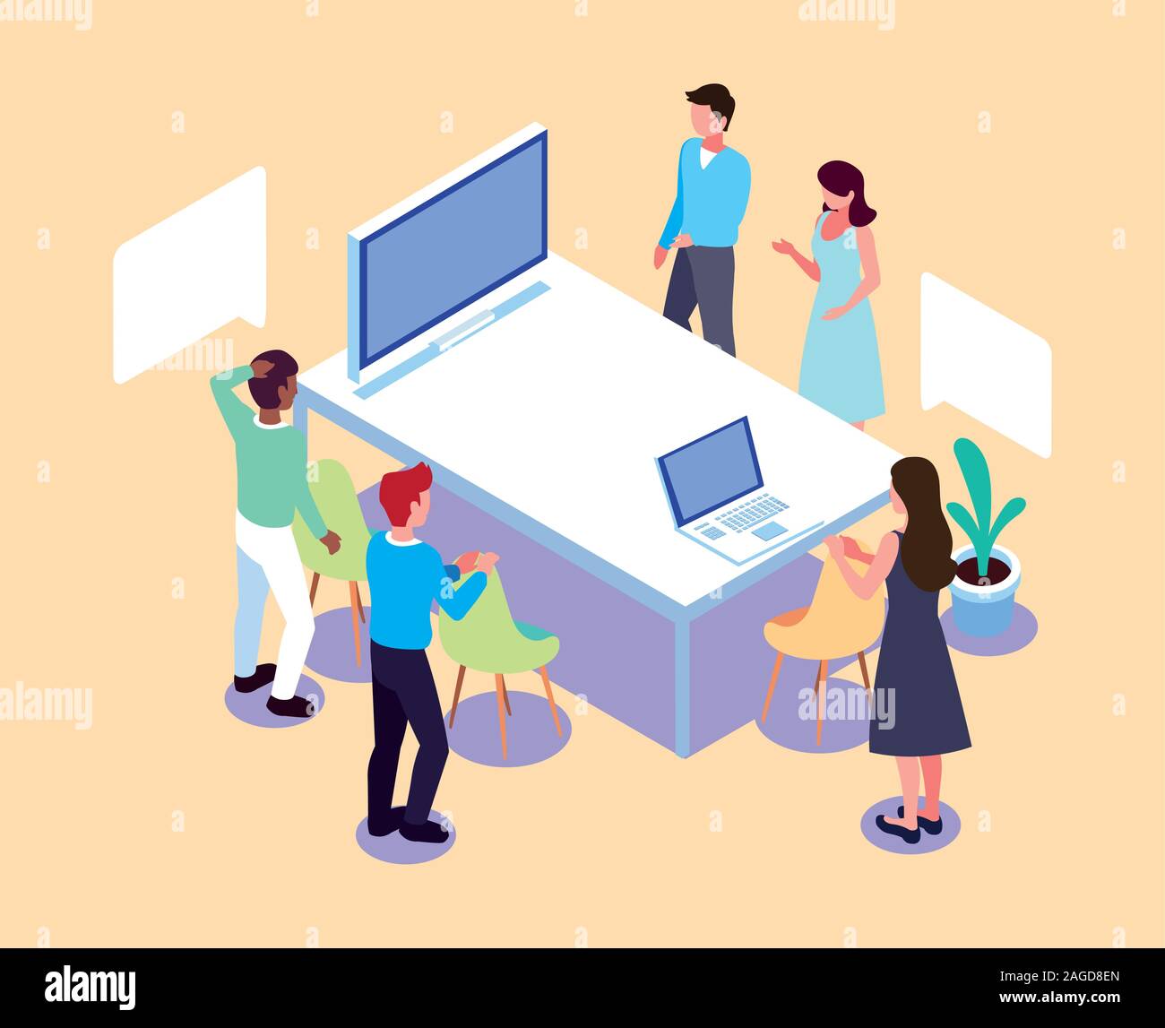 group of people working on a project, a team analytic brainstorming ...