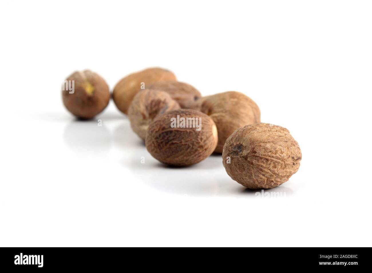 Nutmeg isolated on white background. Close up Stock Photo - Alamy