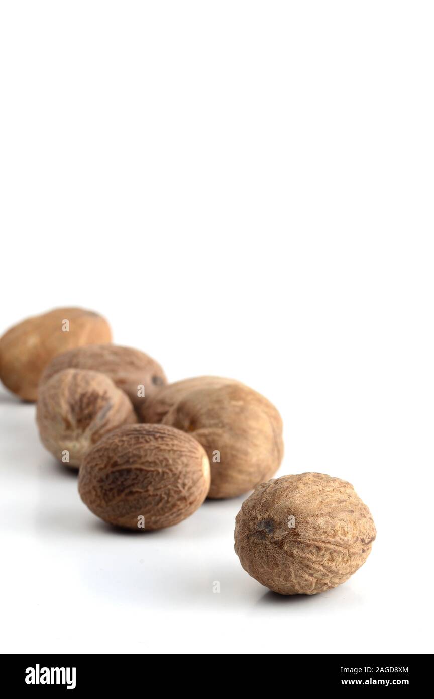 Nutmeg isolated on white background. Close up Stock Photo - Alamy