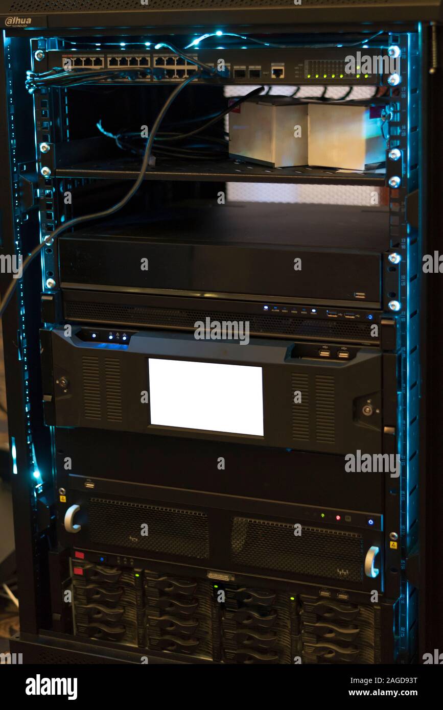 Rack Mounted Servers In A Server Room, close up Stock Photo - Alamy