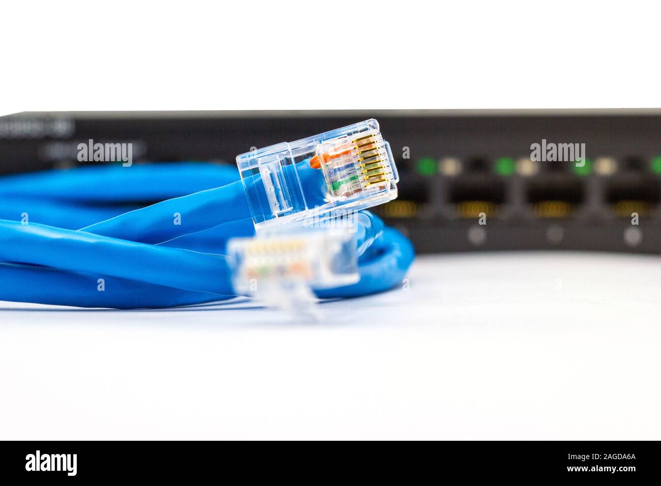 The network cables to connect Lan port, concept Communication ...