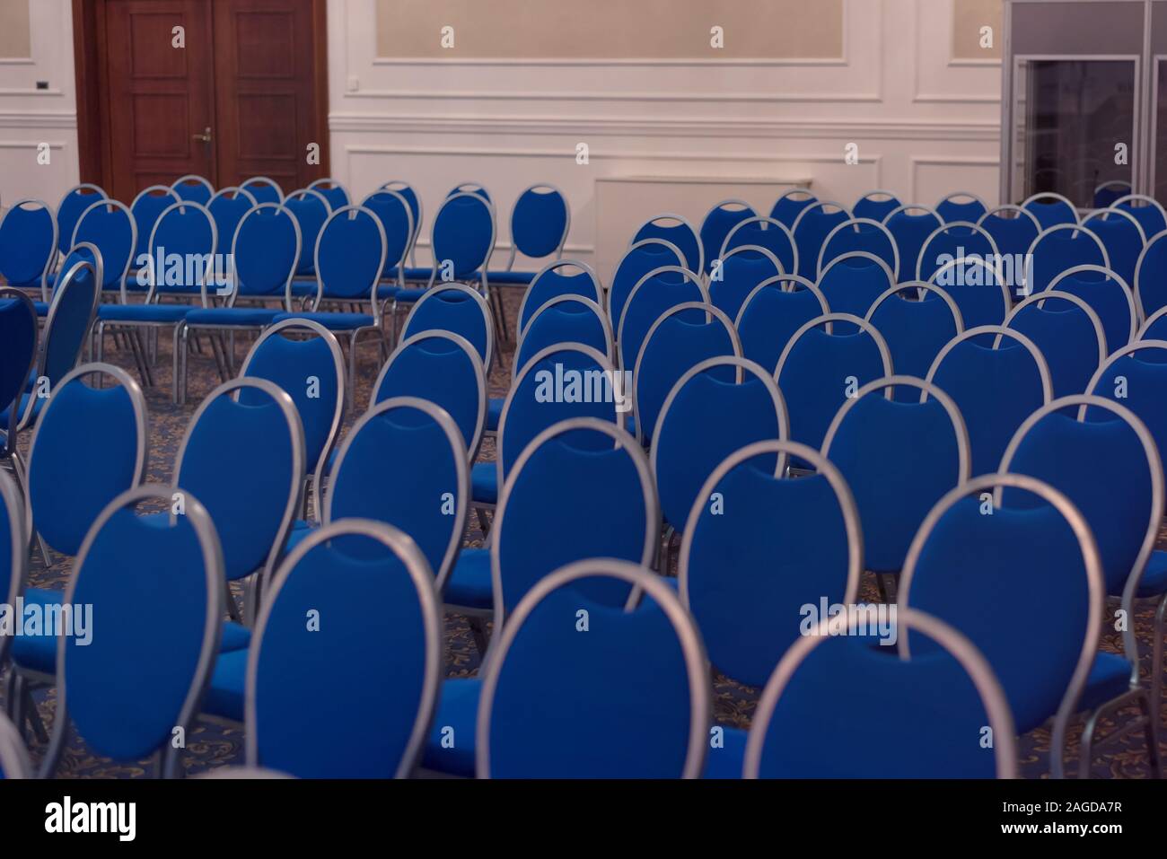 Conference hall or seminar room, row of empty seat in auditorium or ...