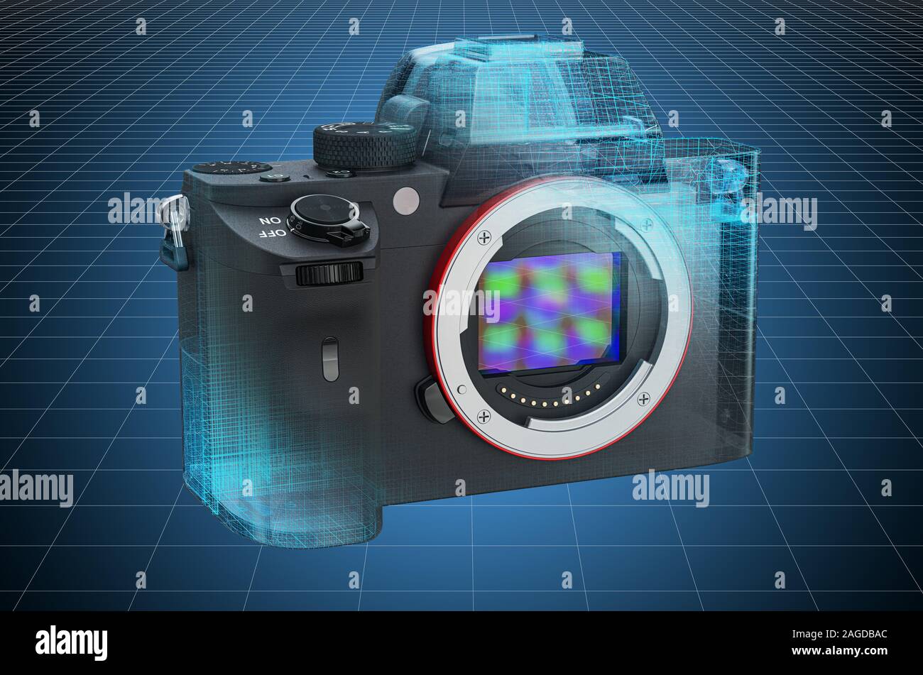 Visualization 3d cad model of full frame mirrorless interchangeable ...