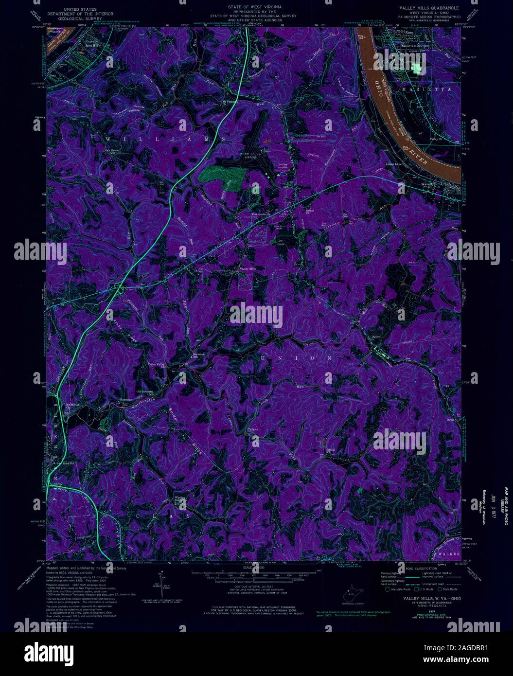 USGS TOPO Map Ohio WV Valley Mills 701545 1957 24000 Inverted ...
