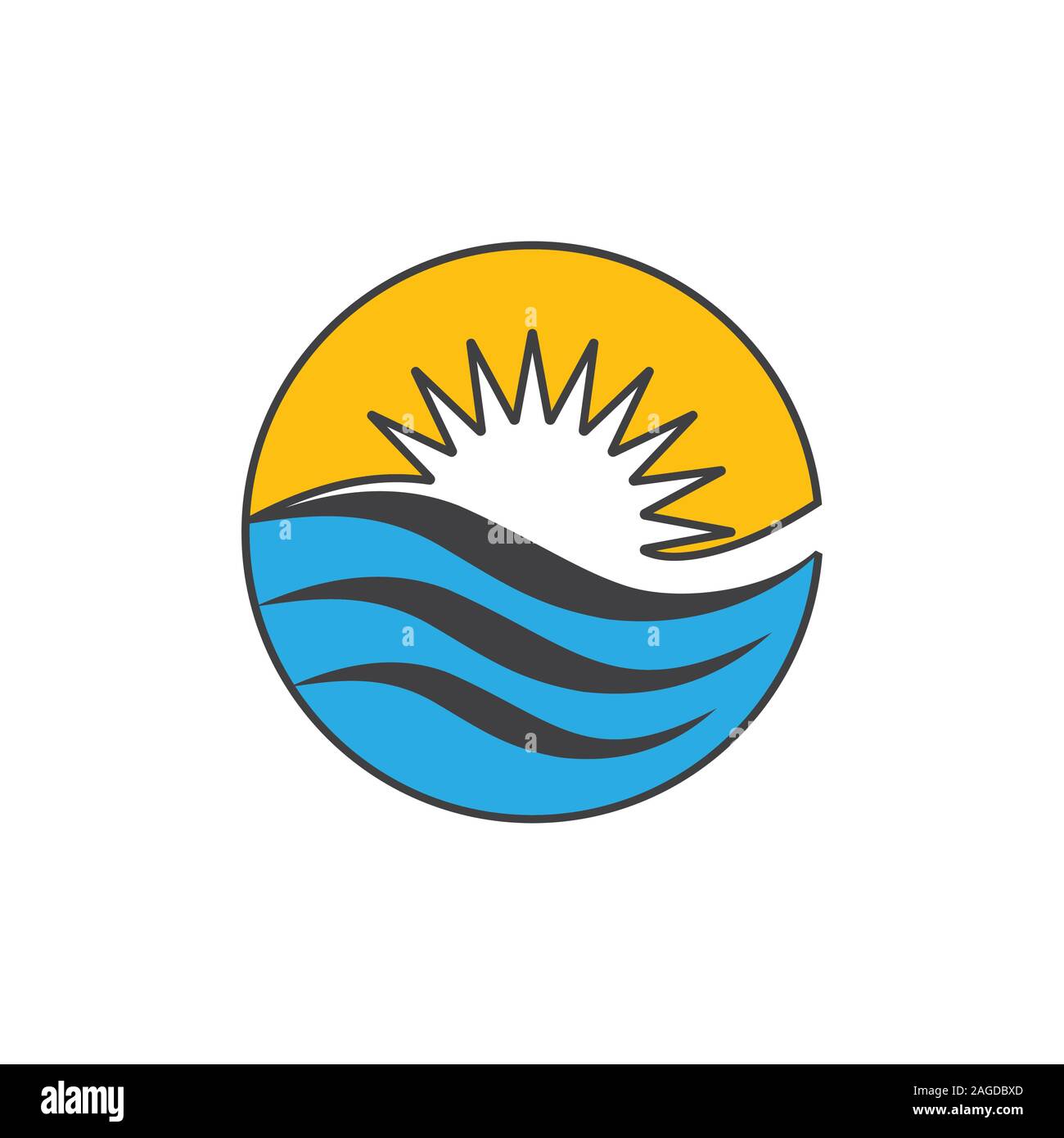 sun waves colorful outline design circle logo vector Stock Vector Image ...
