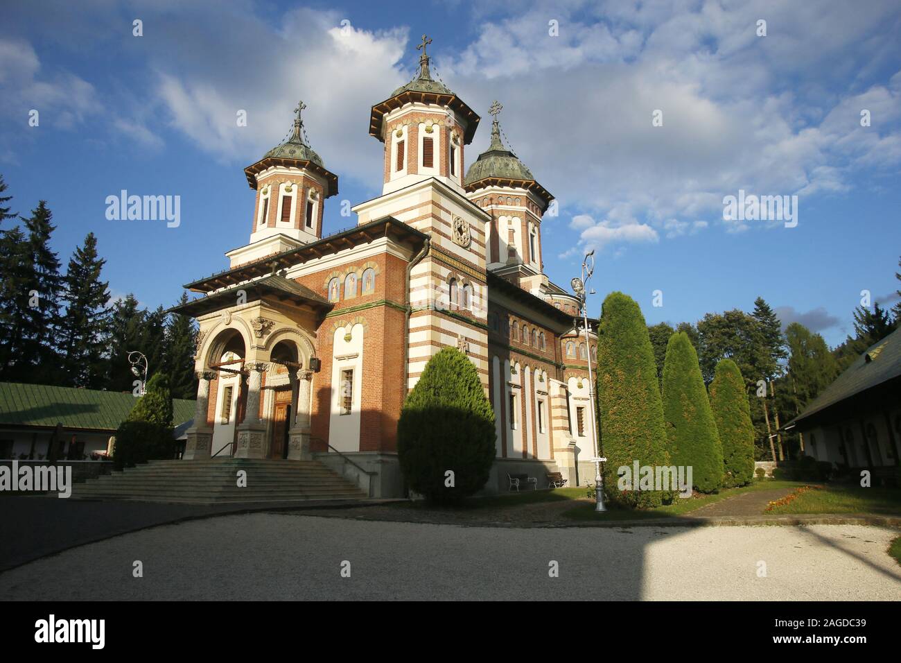 Low angle shot of the historic Monastery of Sinaia in Romania, Europe ...