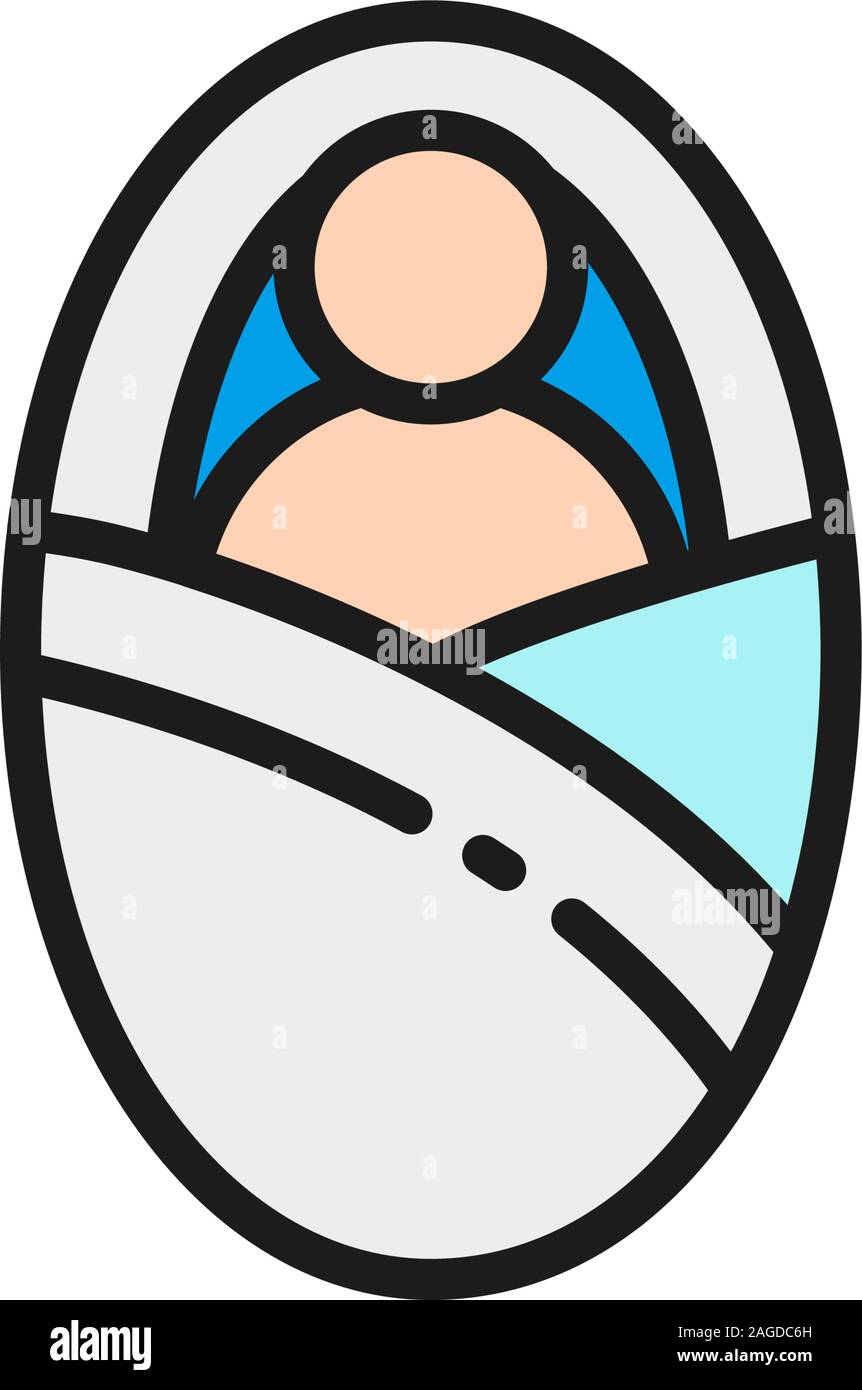 Vector newborn in baby envelope flat color line icon Stock Vector Image ...
