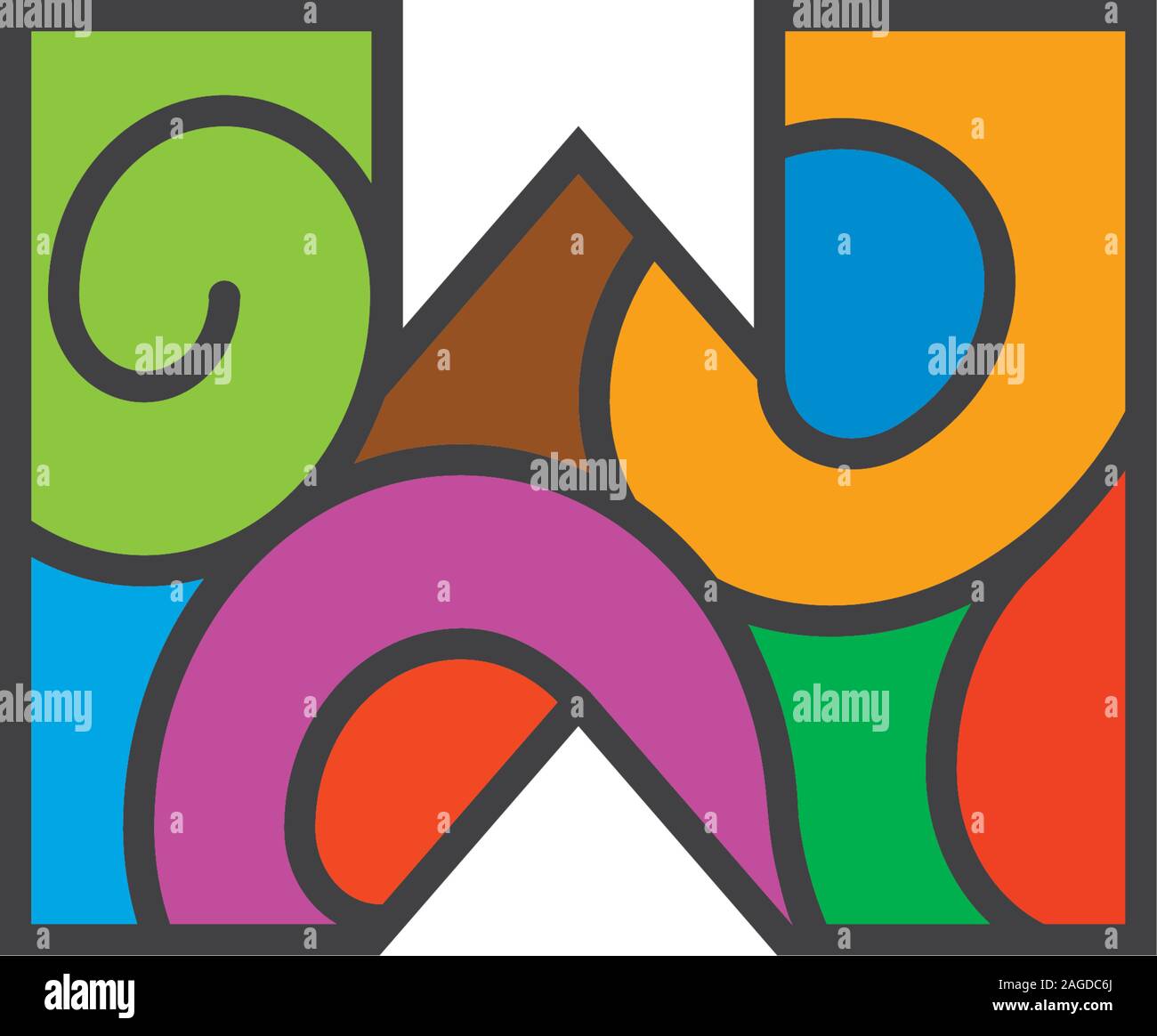 letter w curves outline colorful logo vector Stock Vector Image & Art ...