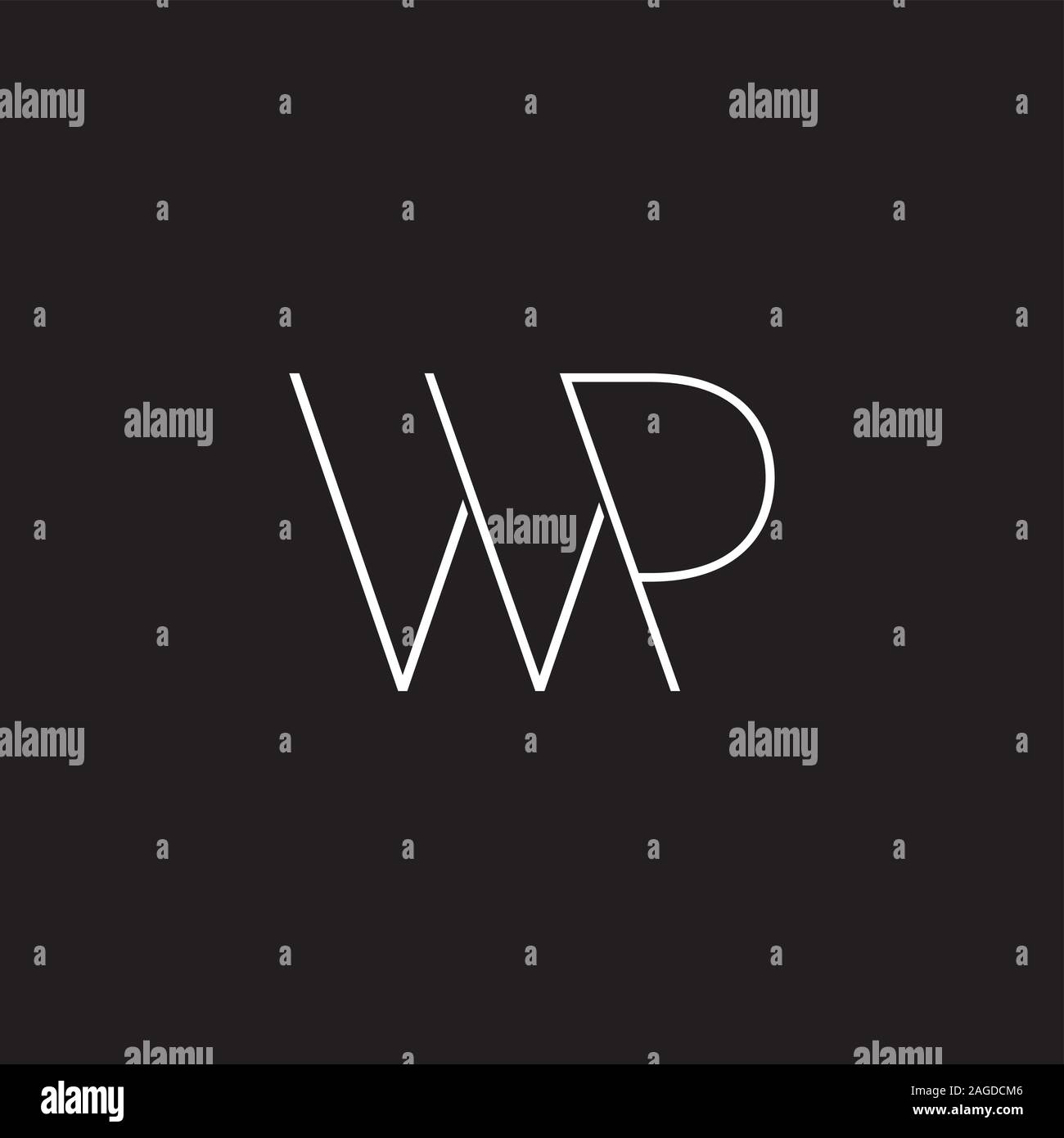 letter wp simple geometric line symbol logo vector Stock Vector Image ...