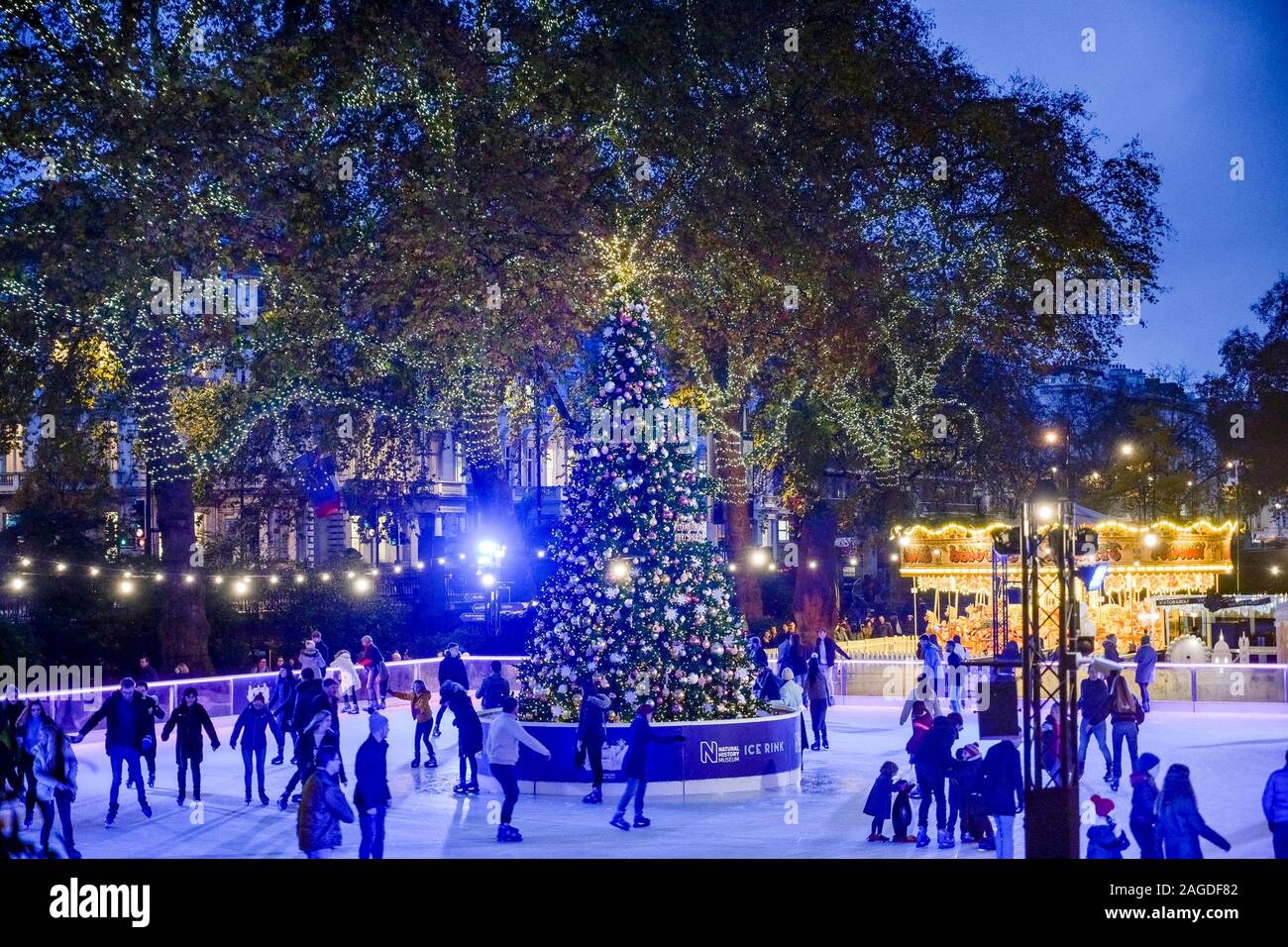 Ice skating rink outside Museum of Natural History, London, England, UK ...
