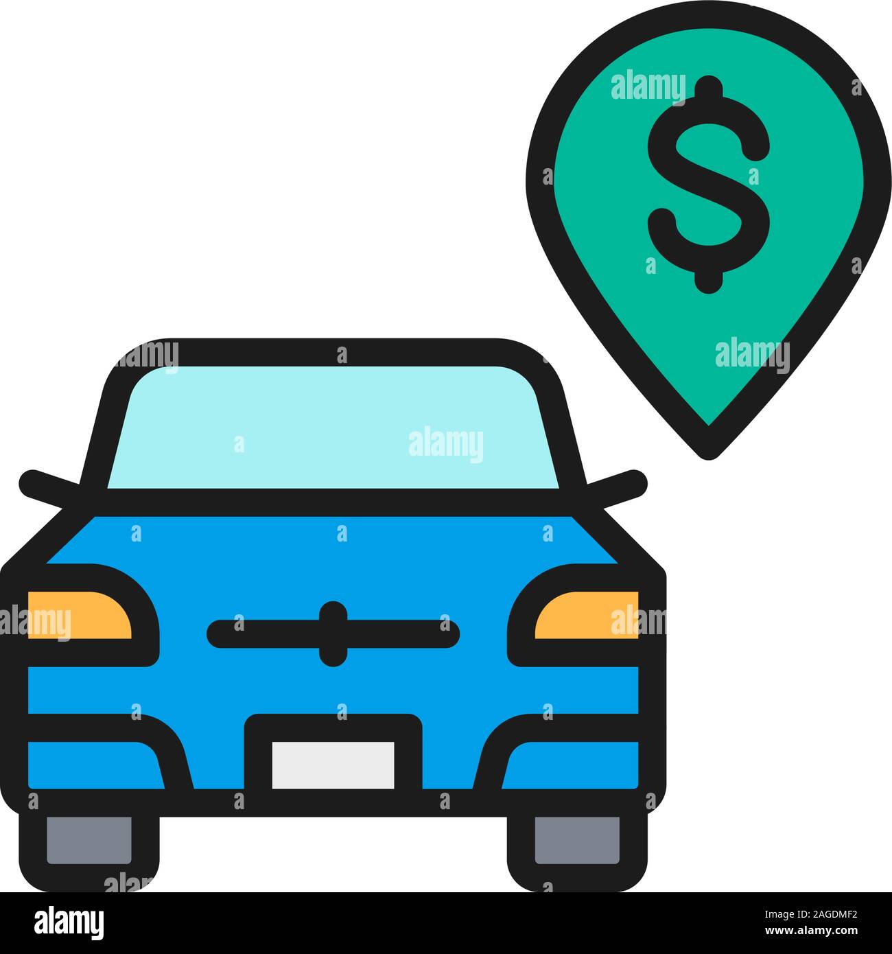 Vector paid parking, toll parking flat color line icon Stock Vector ...