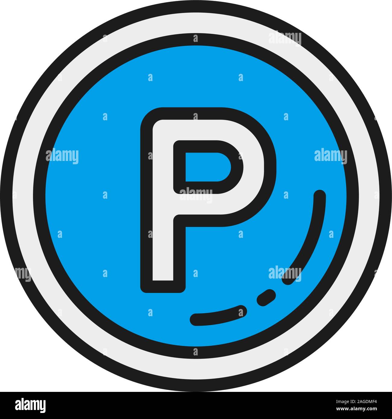 Vector car parking sign allowed flat color line icon Stock Vector Image ...