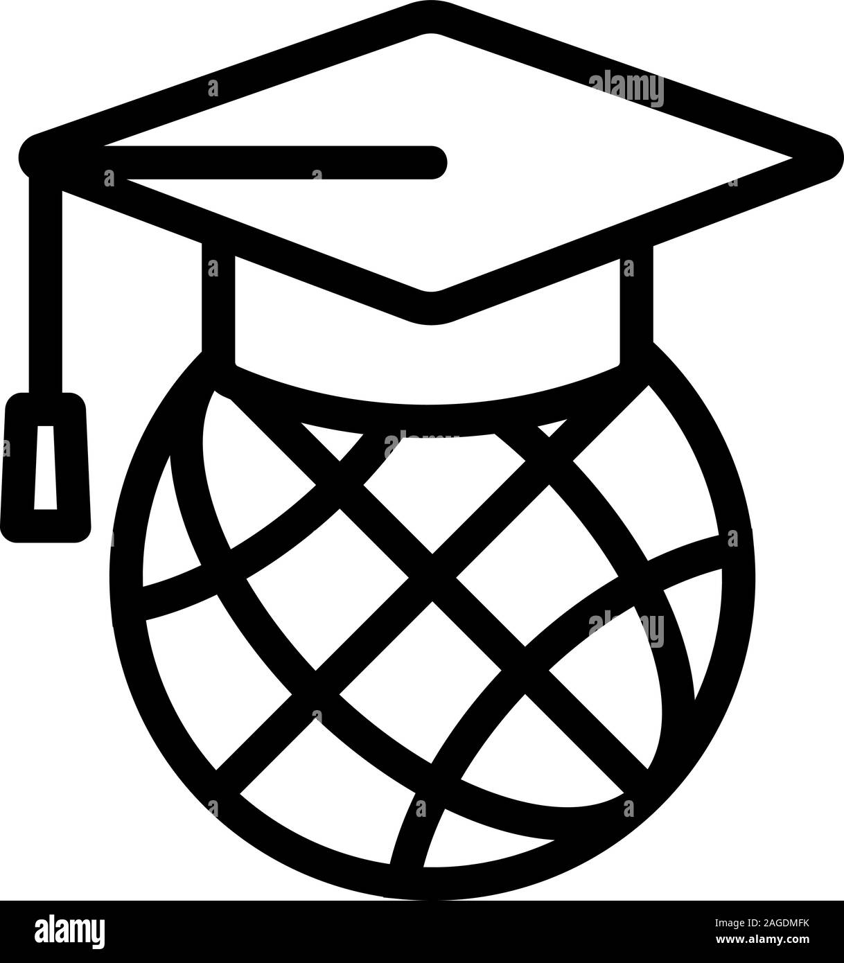 Cap graduate and globe icon vector. Isolated contour symbol ...