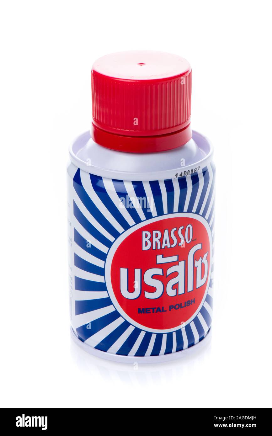 CHONBURI, THAILAND - OCTOBER 15, 2014: A bottle of Brasso in Thailand ...