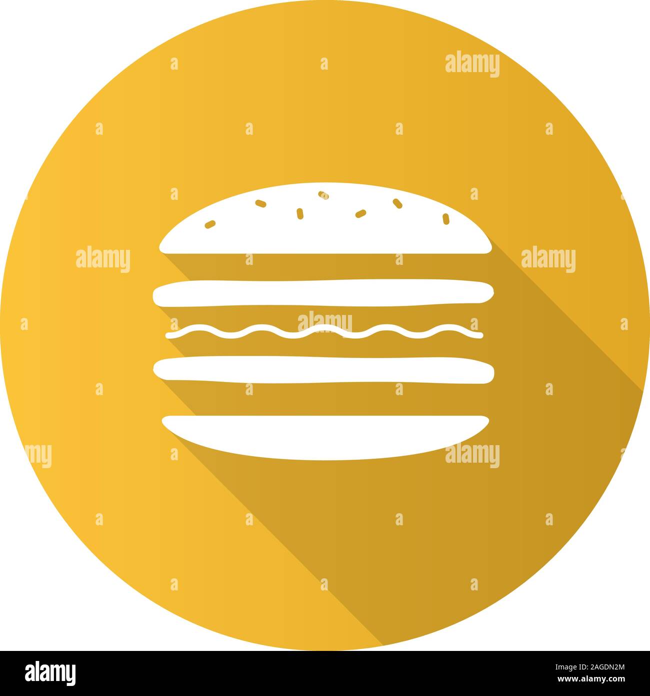 Burger cutaway flat design long shadow glyph icon. Sandwich. Hamburger ...