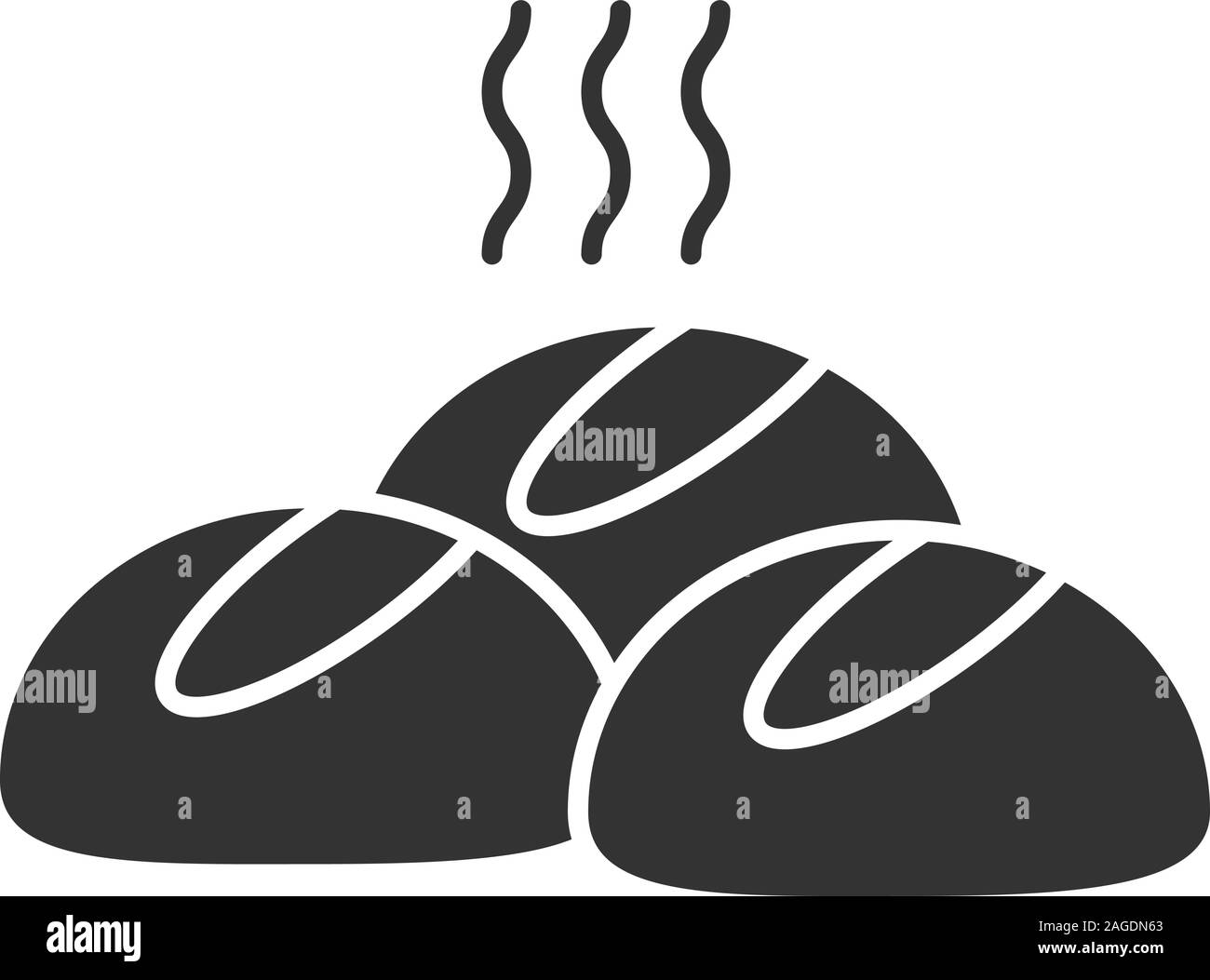 Dinner rolls glyph icon. Round buns. Silhouette symbol. Negative space ...