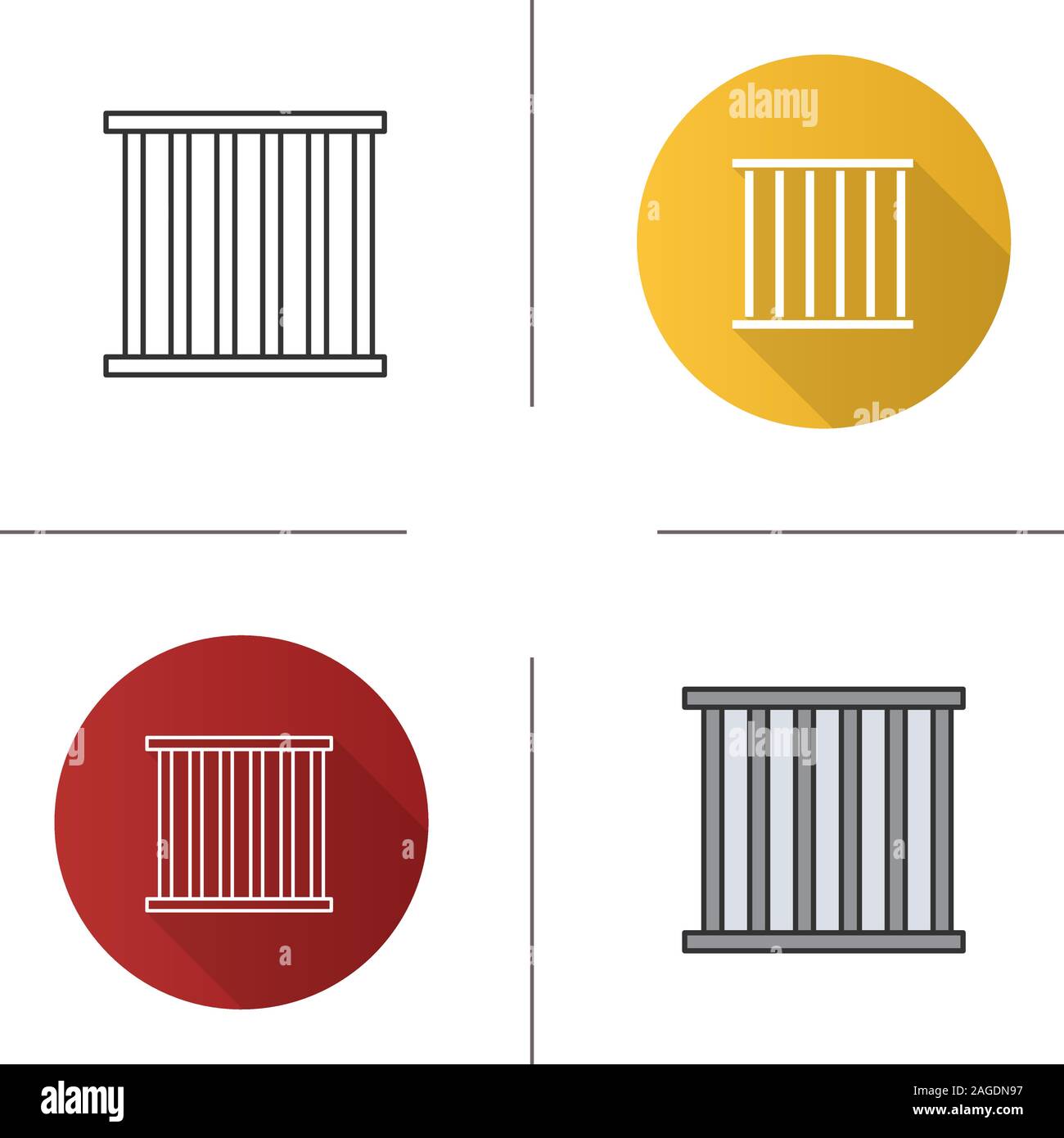 Prison bars icon. Flat design, linear and color styles. Animal cage ...