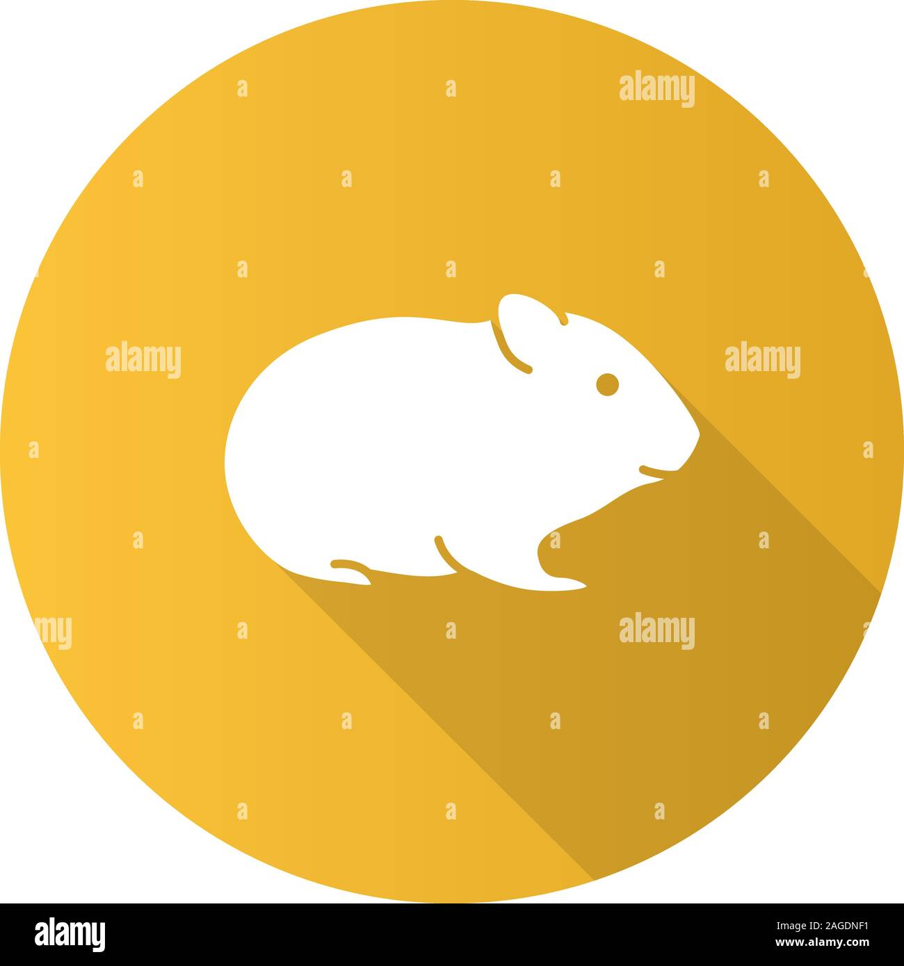 Hamster flat design long shadow glyph icon. Rodent. Vector silhouette ...