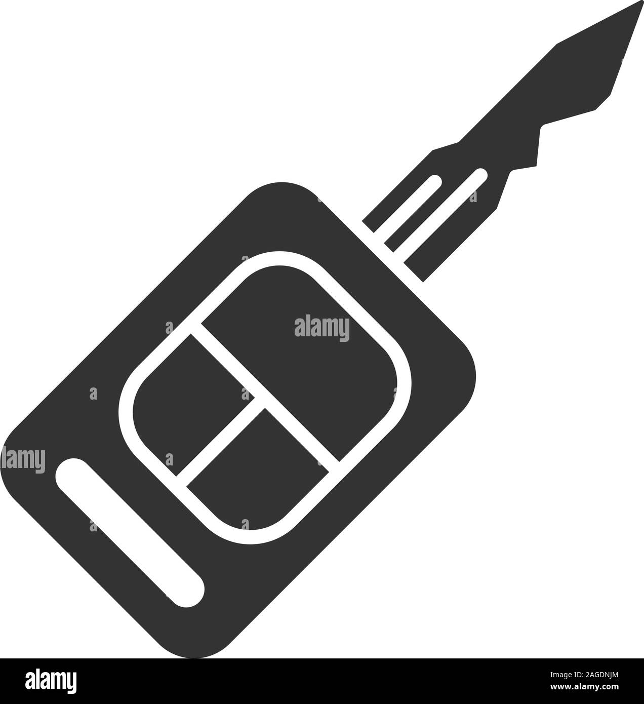 Car key glyph icon. Silhouette symbol. Negative space. Vector isolated ...