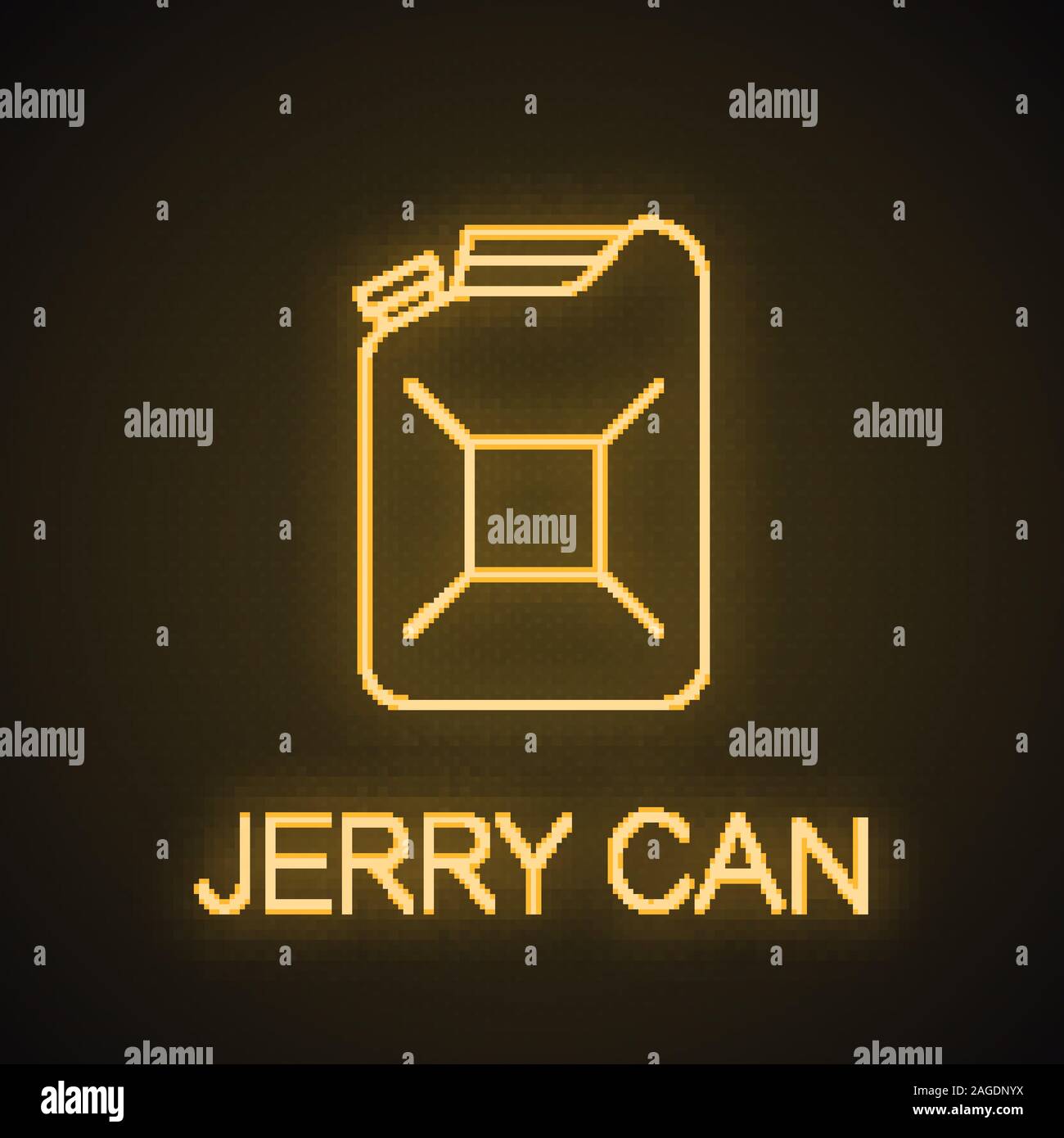 Steel jerry can neon light icon. Fuel container. Glowing sign. Vector ...