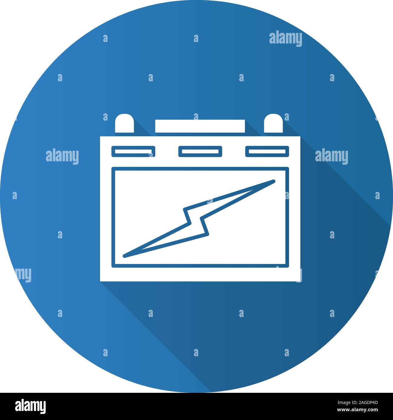Automotive battery flat design long shadow glyph icon. Lead acid ...