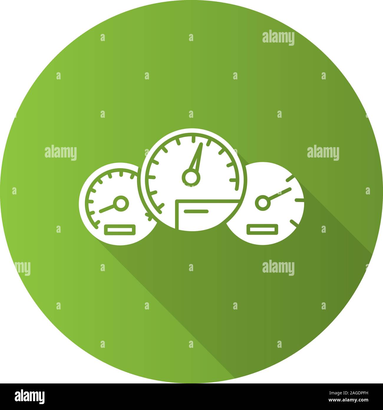 Dashboard flat design long shadow glyph icon. Car instrument panel ...