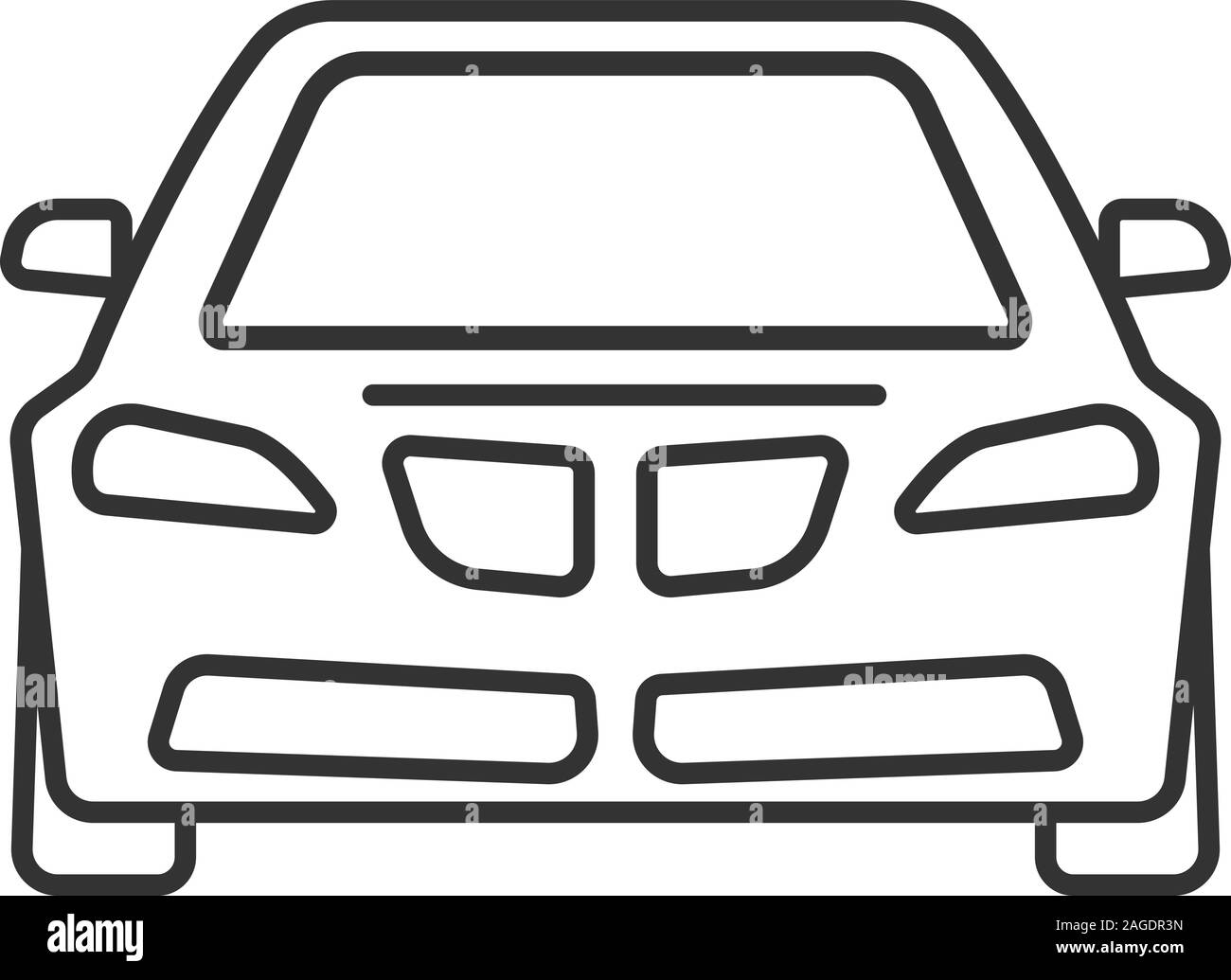 Car front view linear icon. Thin line illustration. Automobile. Contour ...
