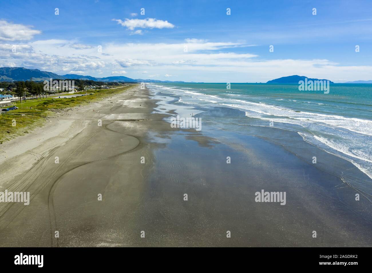 Exotic tropical Otaki beach touching the sky in New Zealand Stock Photo ...