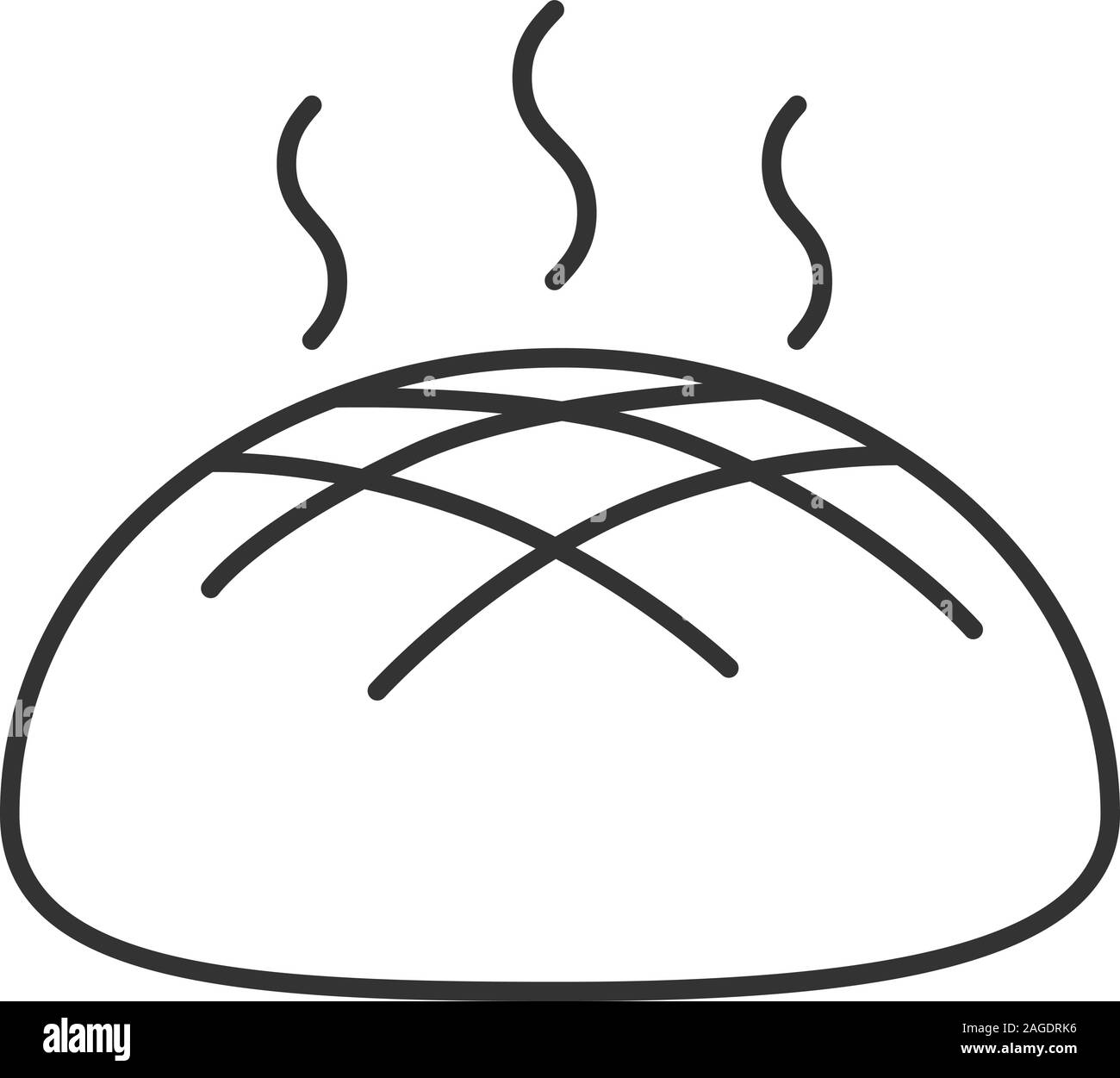 Fresh round rye bread loaf linear icon. Thin line illustration. Contour ...